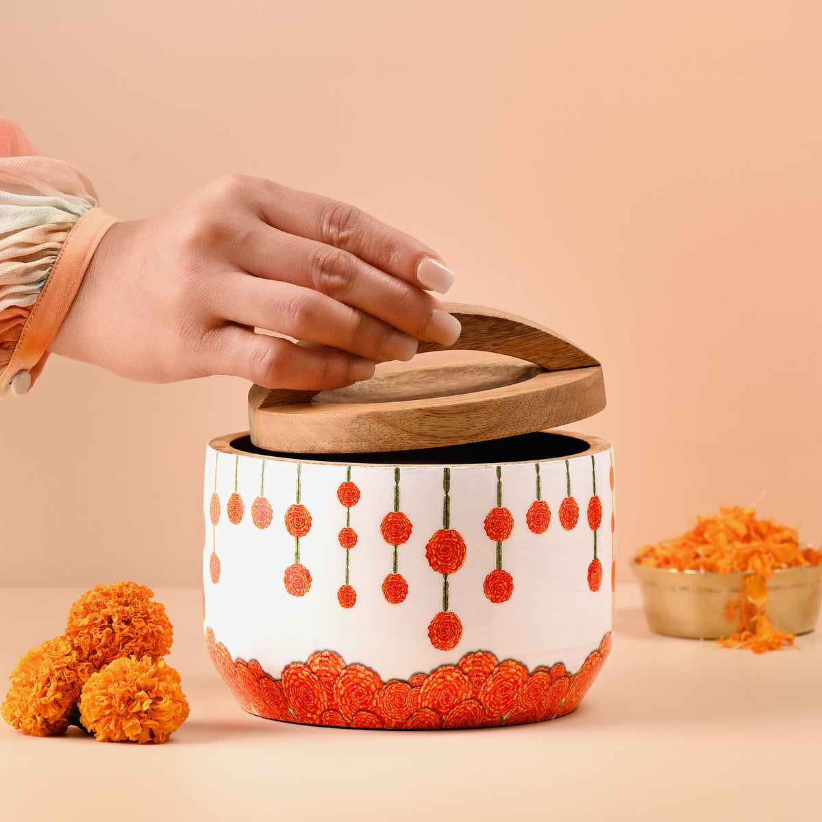 Hanging Marigold Jar - Festive Decorative Storage | Marigold Room